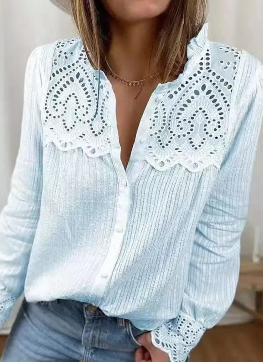 Pale Blue Broderie Layering Blouse