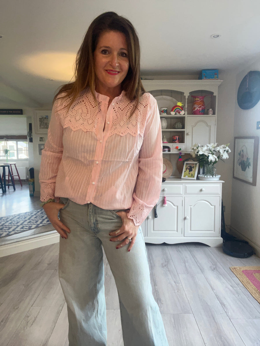 Pale Pink Broderie Layering Blouse